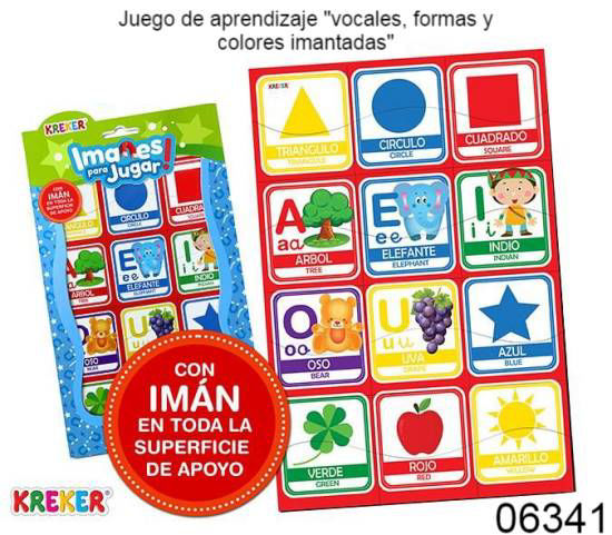 ARGestion. JUEGO DE APRENDIZAJE "VOCALES, FORMAS Y COLORES IMANTADAS" 9.24